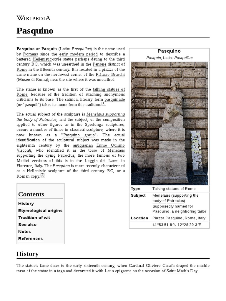 Pasquino | PDF | Sculpture | Works