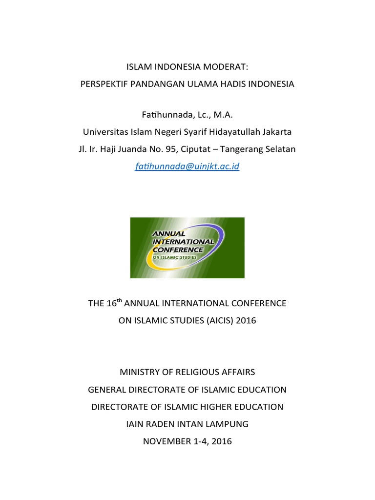 Pandangan Ulama Hadis tentang Islam Moderat | PDF