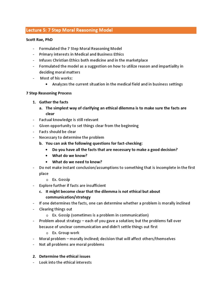 5 - 7 Step Moral Reasoning Model | PDF | Reason | Morality