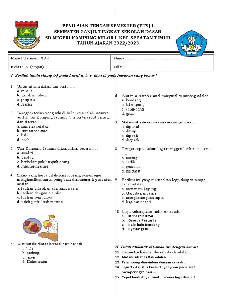 PTS 1 SBK Kelas 4 | PDF