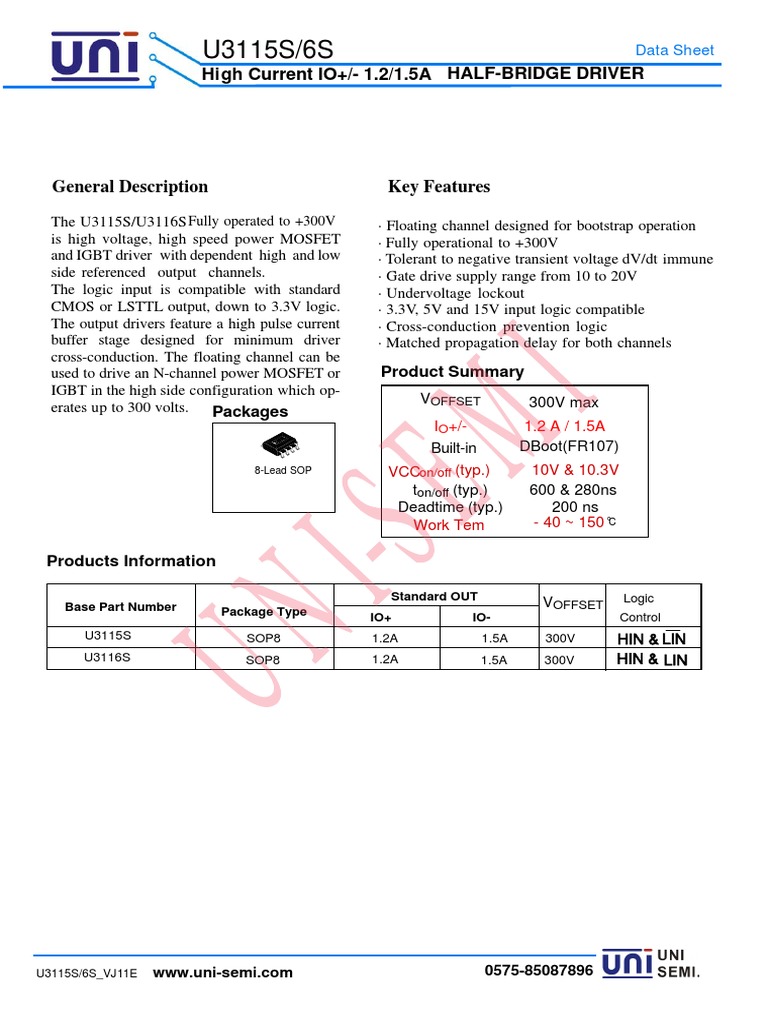 Uni-Semi-U3115s C400130 | PDF | Logic Gate | Field Effect Transistor