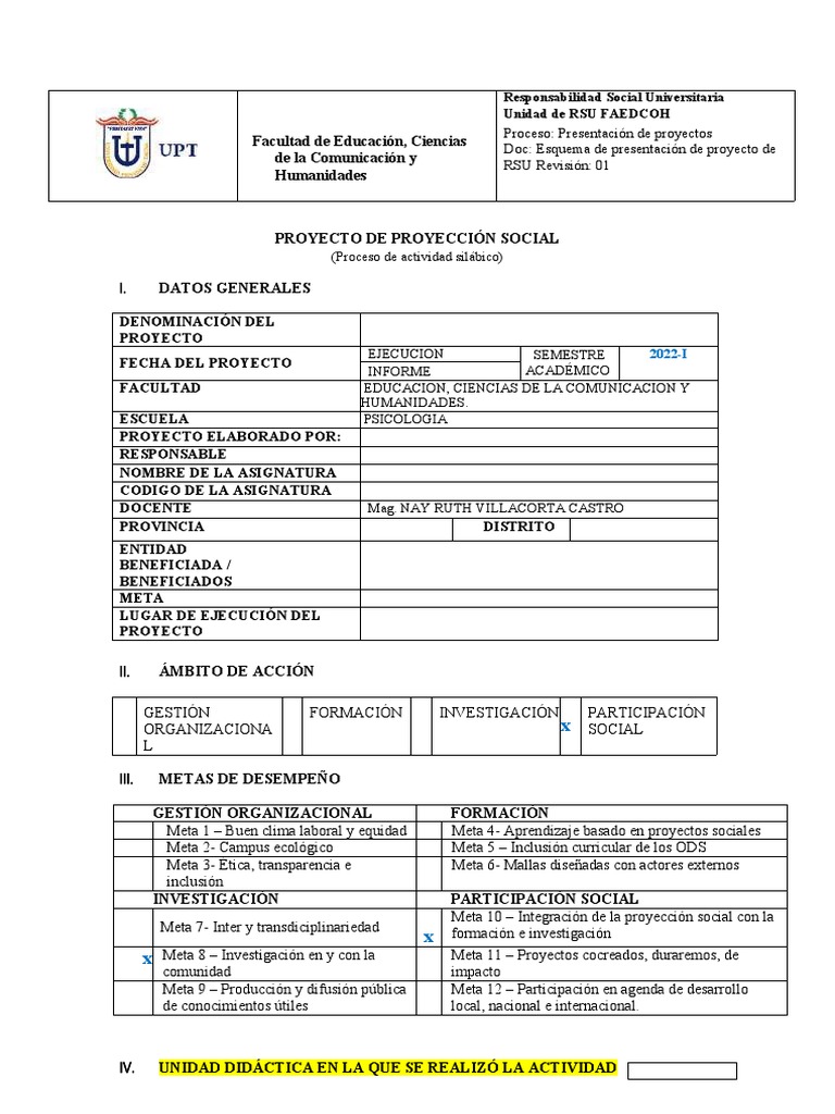 Proyecto-Responsabilidad Social Universitaria | PDF | Inclusión (Educación) | Modificación de ...