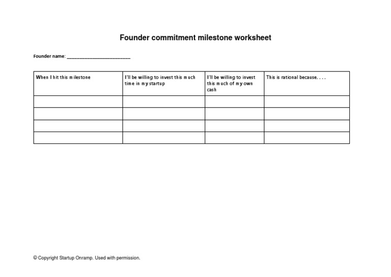 1 - EXERCISE2 - Founder Commitment Milestone Worksheet | PDF