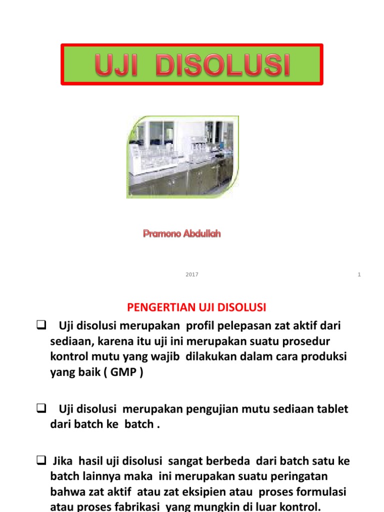 Uji Disolusi: Pengertian dan Tujuan | PDF | Sains & Matematika