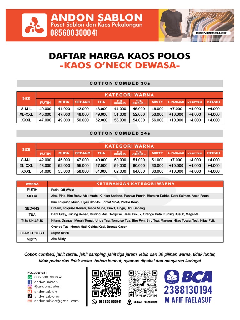 Pricelist Andon 2022 | PDF