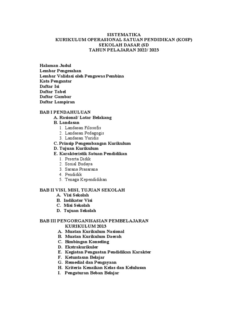 SISTEMATIKA KOSP Rev. (Final) | PDF