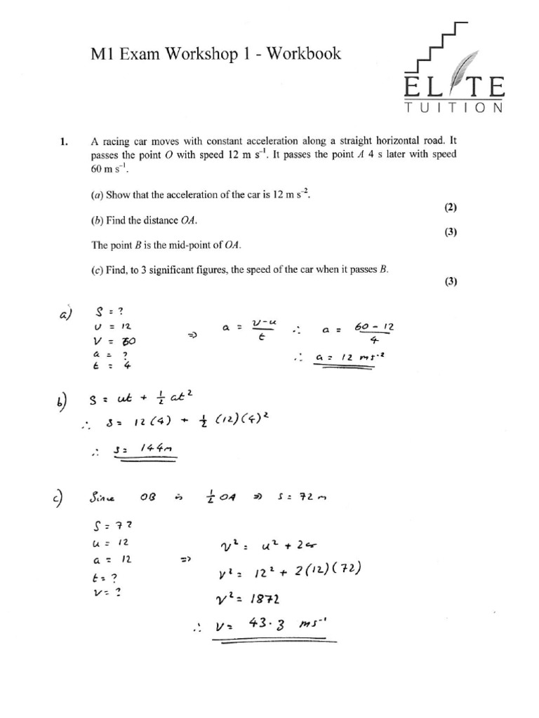 M1 Workshop 1 Answer Booklet BW | PDF