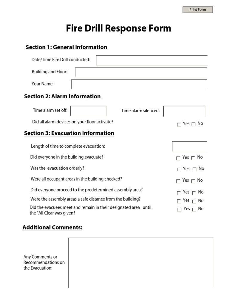 Fire Drill Response Evaluation Form | PDF