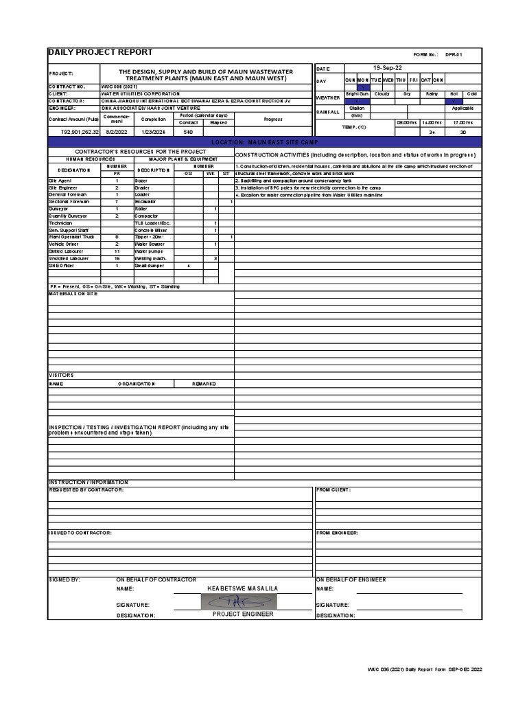 Daily Diary Reports | PDF | Road | Loader (Equipment)
