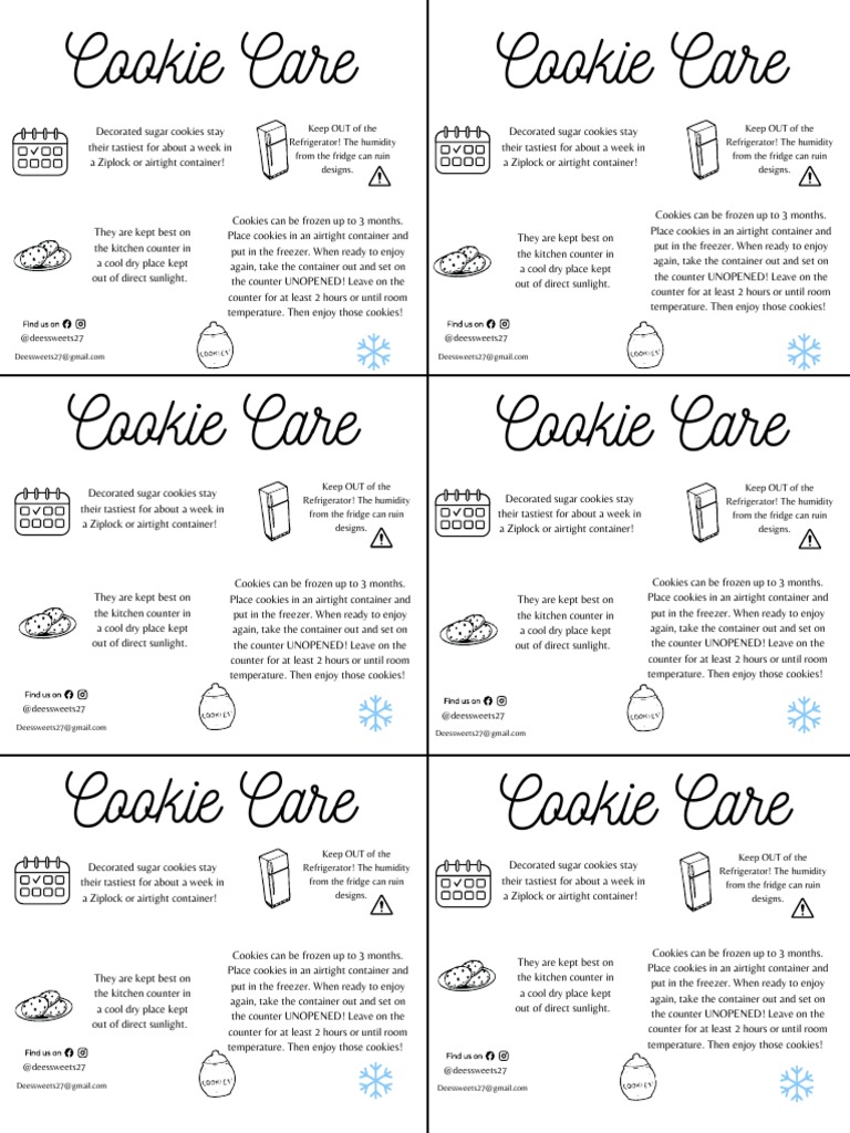 Cookie Care Card | PDF | Refrigerator | Home Appliance