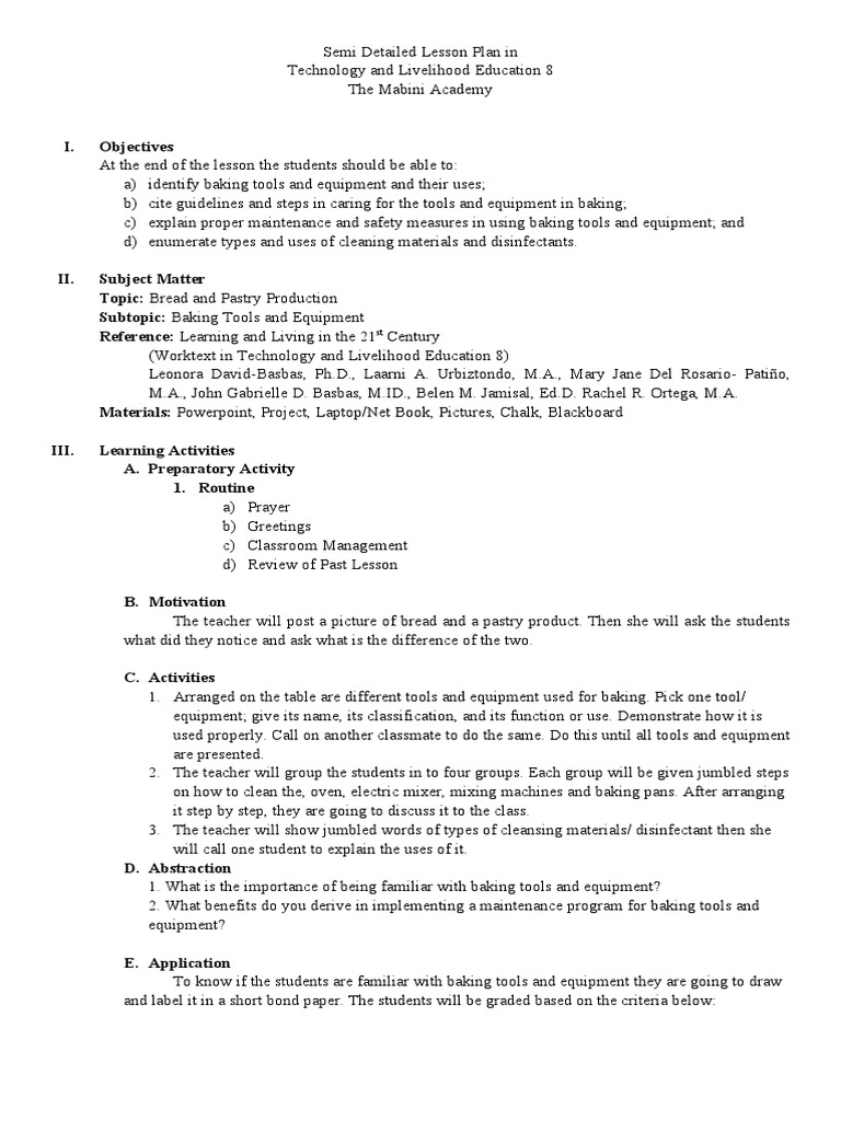 Semi Detailed Lesson Plan TLE 8 | PDF | Lesson Plan | Teachers