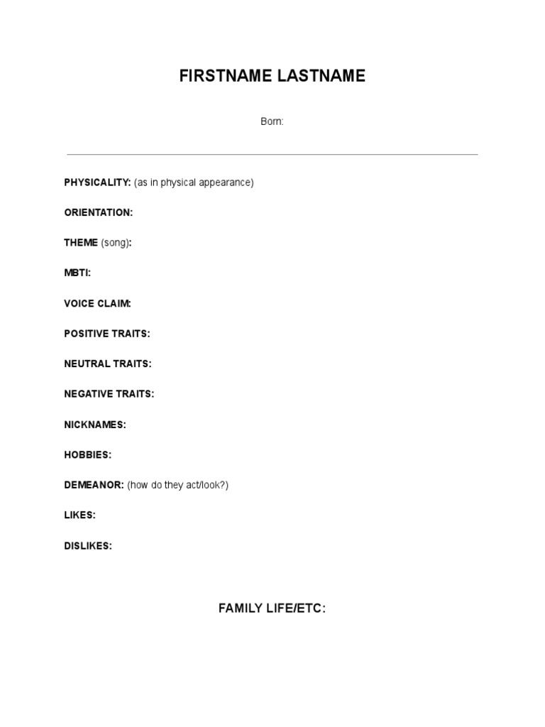 OC Info Template | PDF