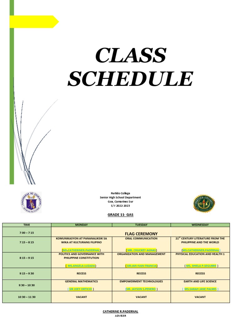 Class Schedule1 | PDF