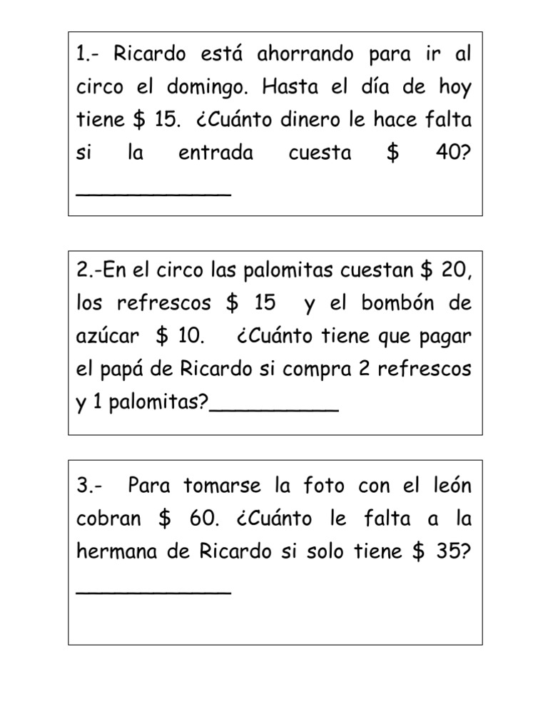 Matemáticas - Problemas de Suma y Resta | PDF