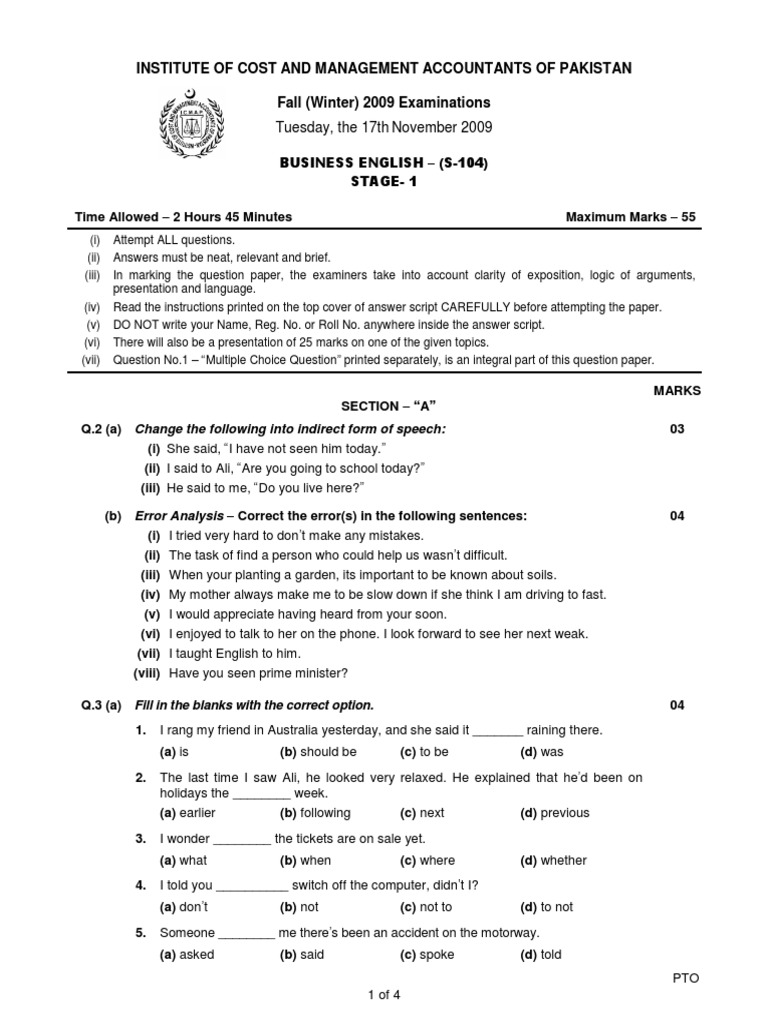 Business English Exam Paper 2009 | PDF | Privacy | Internet