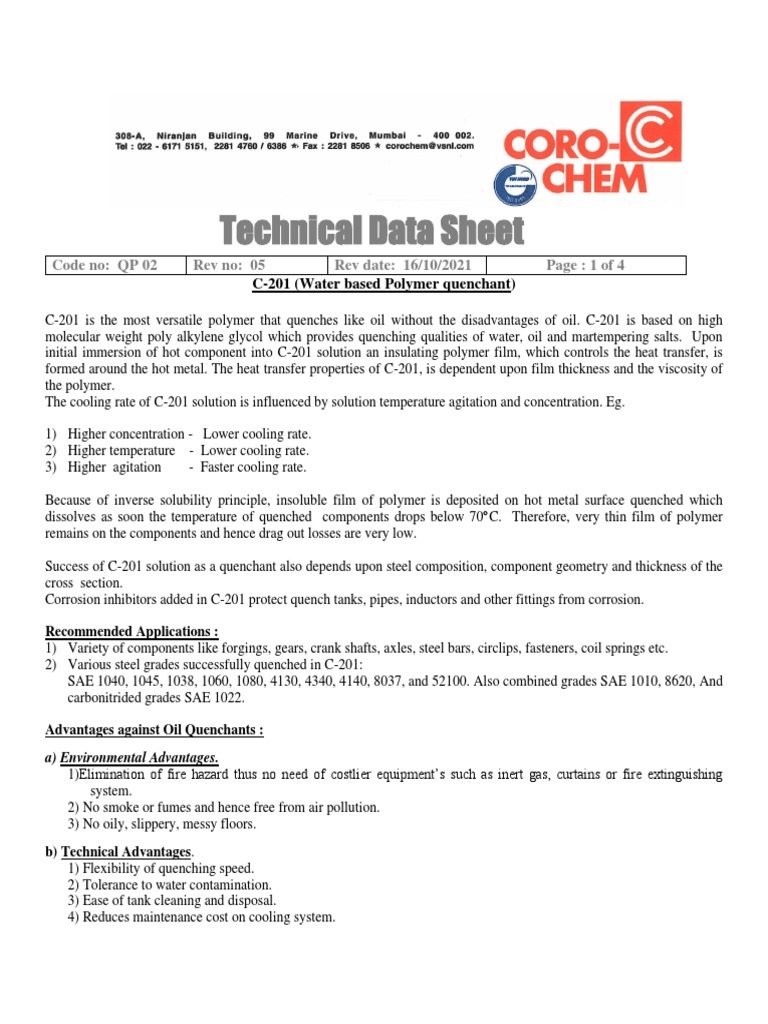 C-201 TDS | PDF | Polymers | Viscosity