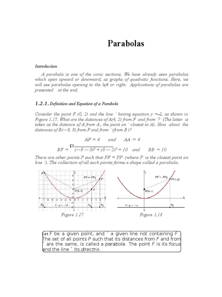 Parabolas | PDF | Geometric Shapes | Mathematical Objects