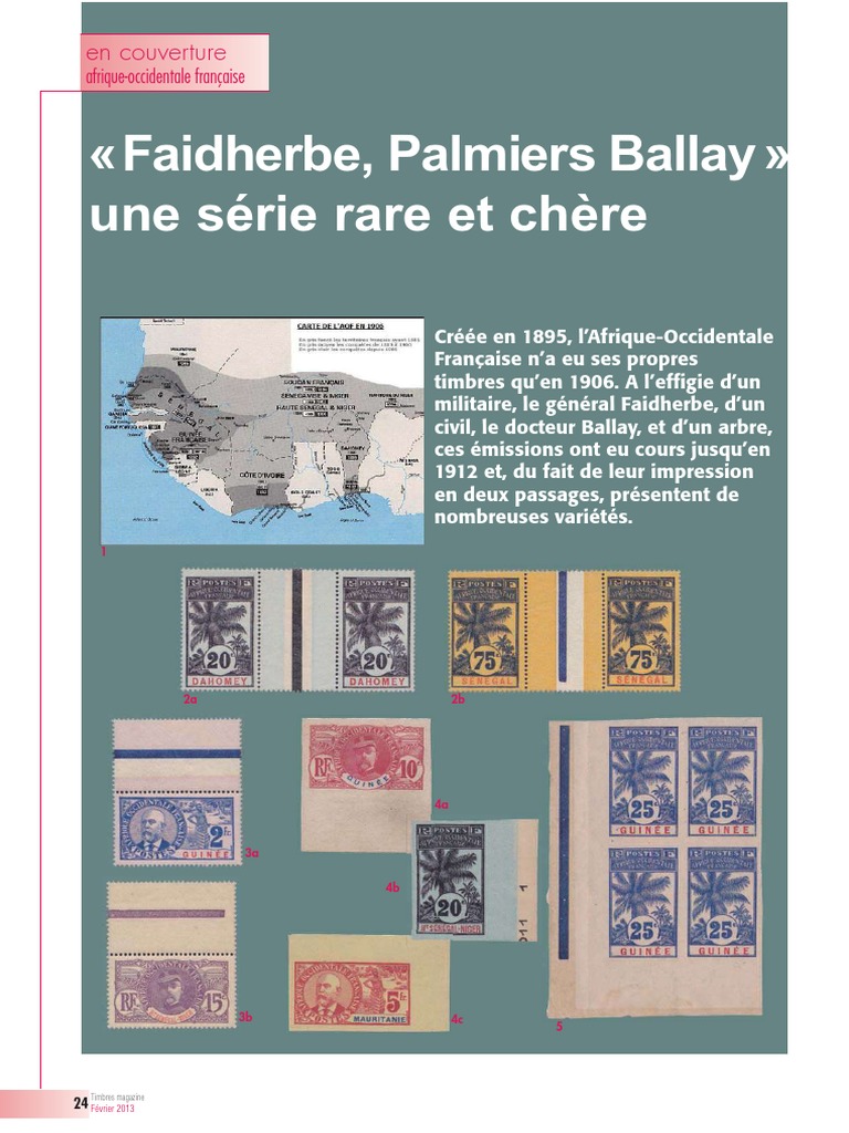 Timbres Faidherbe-Palmiers-Ballay AOF | PDF | Timbre postal | Biens de ...