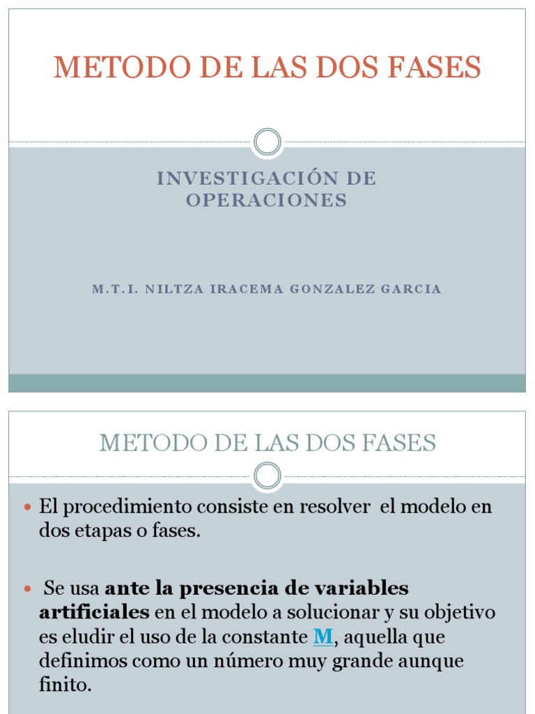 Método de las dos fases para resolver problemas con variables artificiales | PDF | La ...