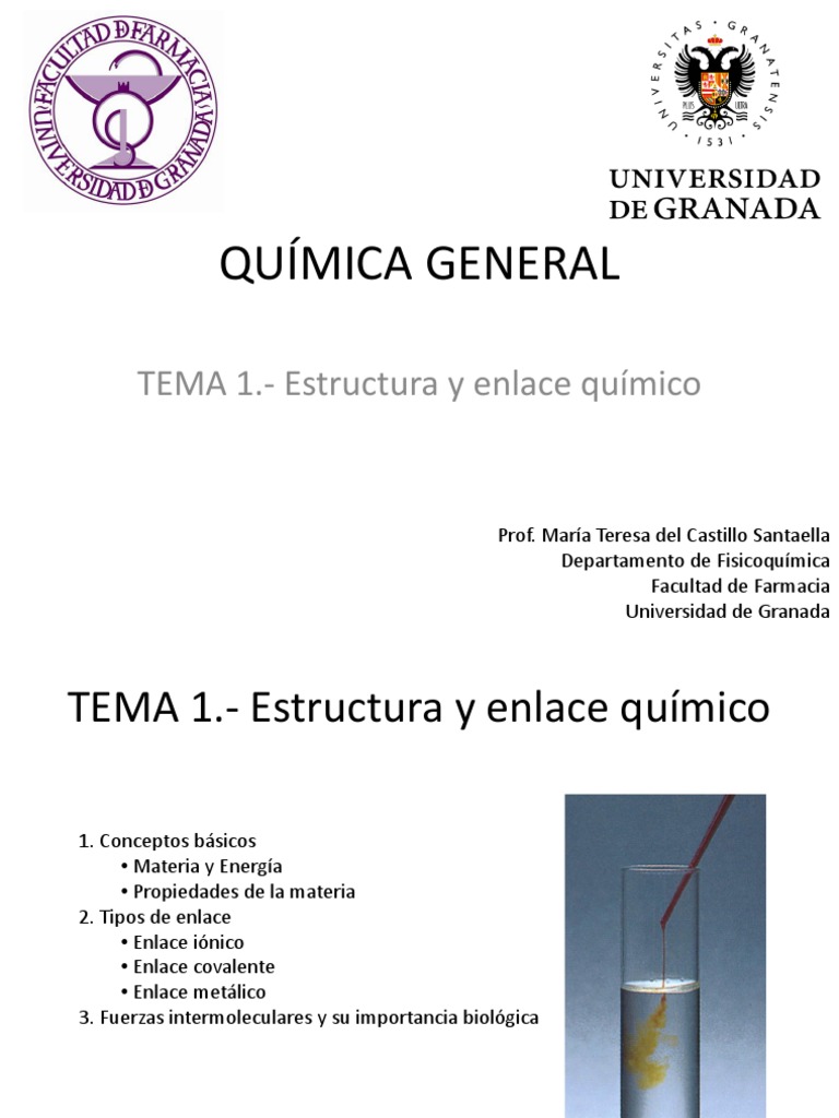 Tema 1 - Quimica | PDF | Enlace químico | Enlace covalente