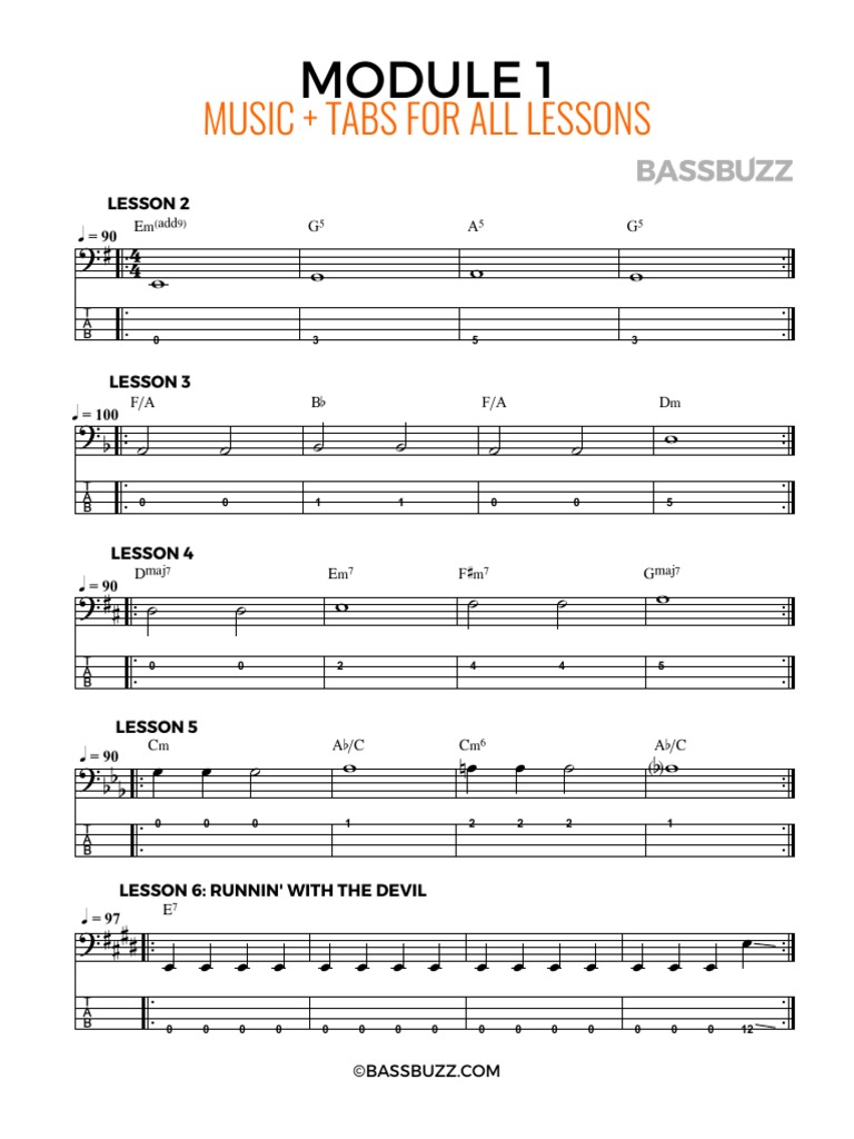 Bass Tabs For Play Alongs | PDF