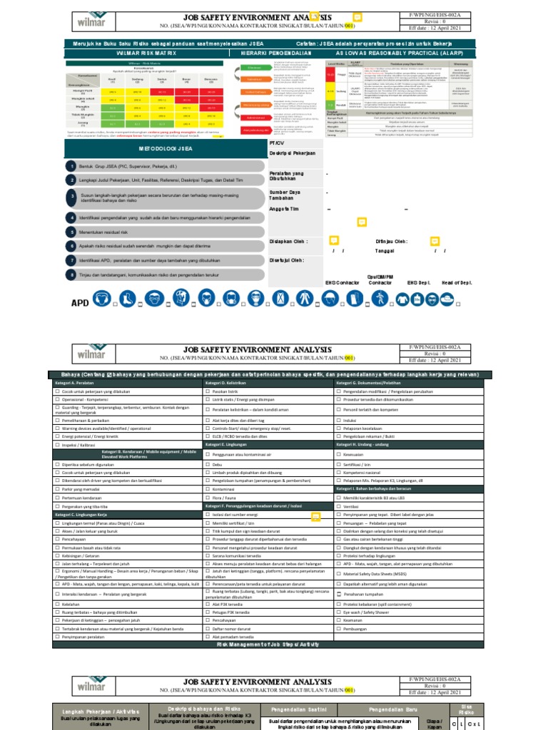 2A. Form JSEA Project (Contoh) and Comment | PDF