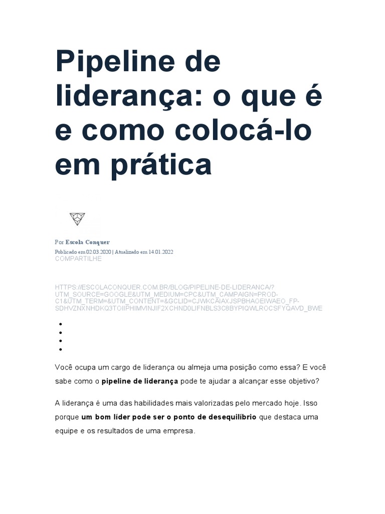 Pipeline de Liderança: Uma Ferramenta Estratégica para o ...