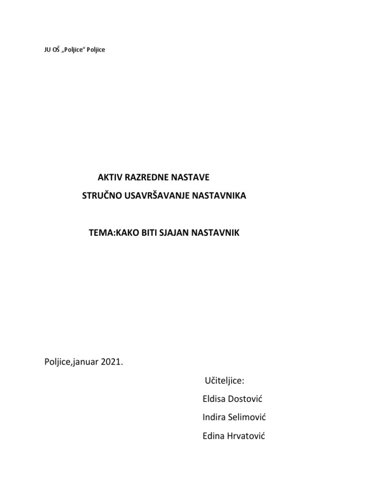 Kako Biti Sjajan Nastavnik | PDF