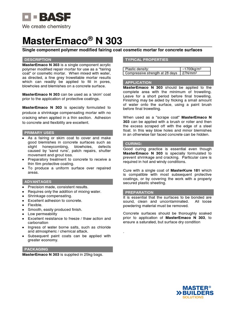 Masteremaco N 303 - Ksa | PDF | Concrete | Mortar (Masonry)