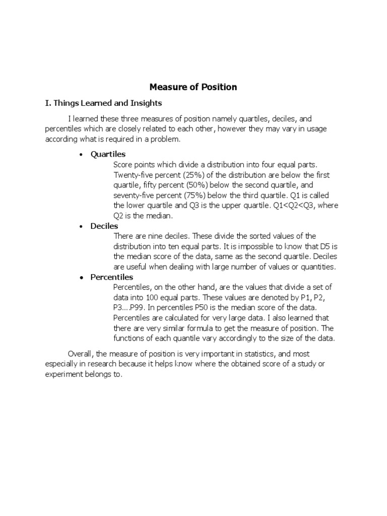 Measure of Position | PDF | Quartile | Quantile