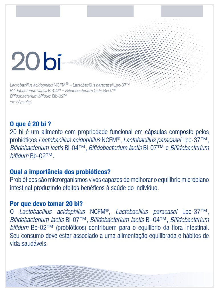 20bi Folheto | PDF | Probiótico | Nutrição
