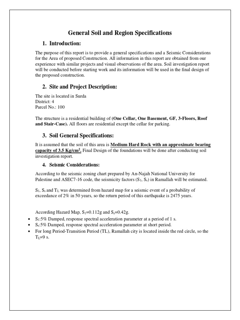 General Soil and Region Specifications (Aqel Manasrah) | PDF | Basement ...