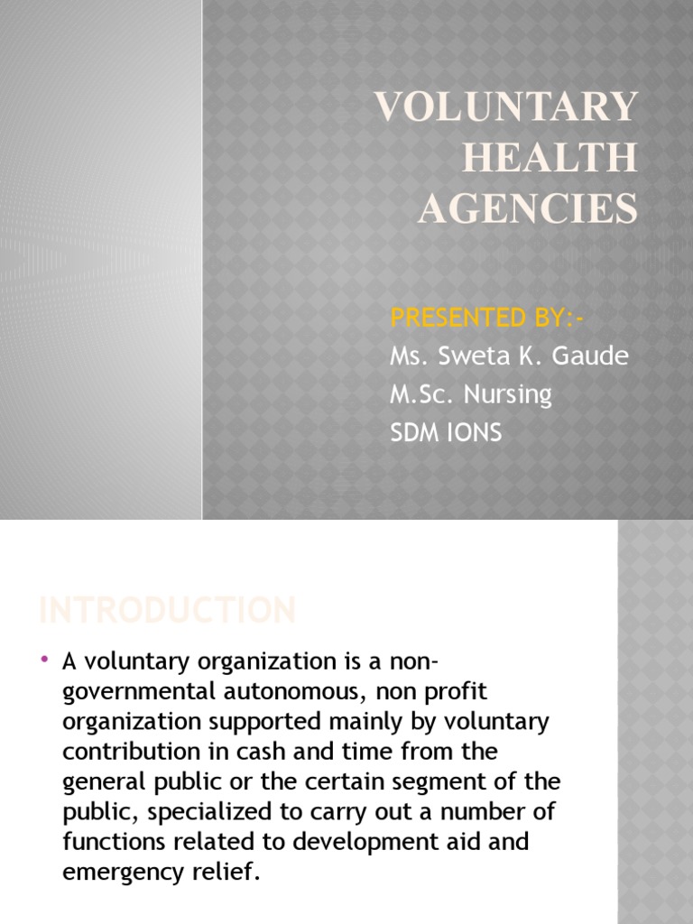 Voluntary Health Agencies | PDF | Volunteering | Health Sciences