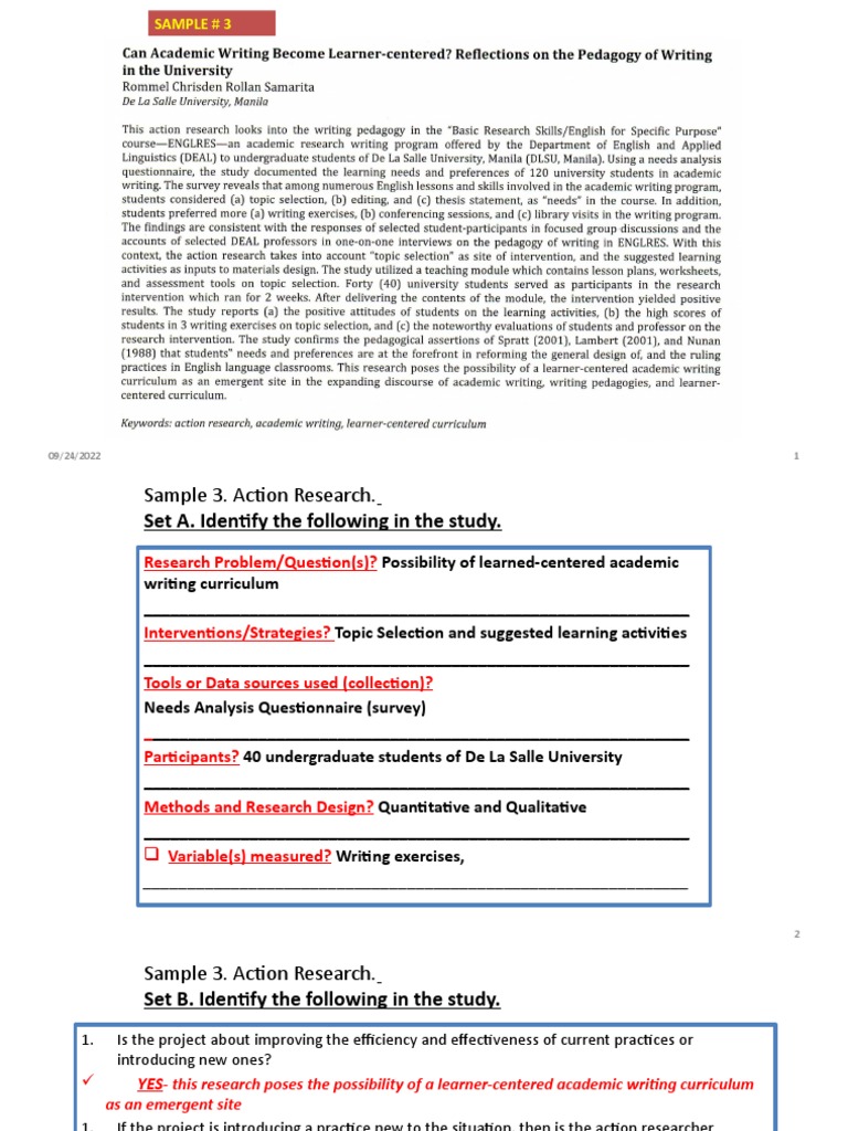 Action Research on Academic Writing Curriculum | PDF | Career & Growth ...