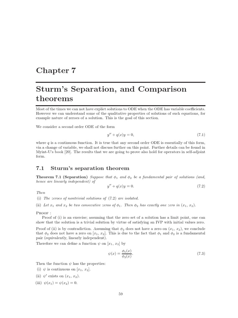 Sturm's Separation and Comparison Theorems | PDF | Ordinary ...