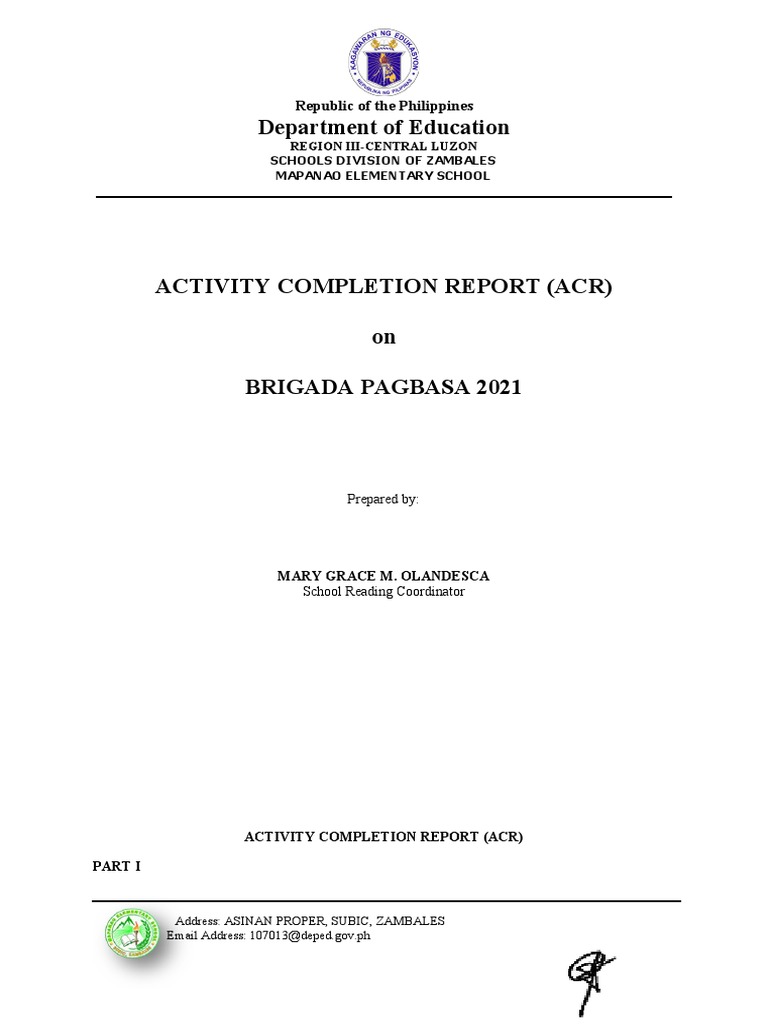 Brigada Pagbasa ACR | PDF | Literacy | Learning