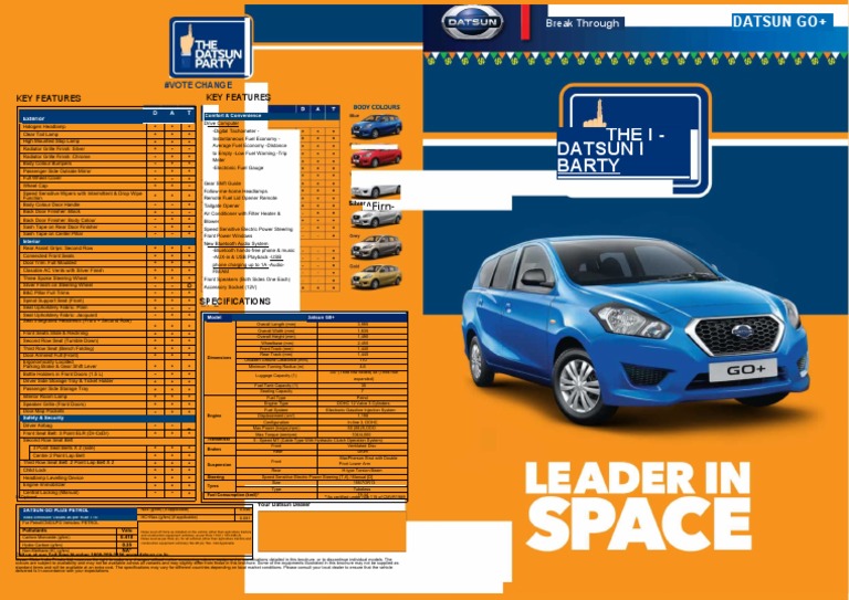 2016 Datsun Go Plus T (O) | PDF | Seat Belt | Engines