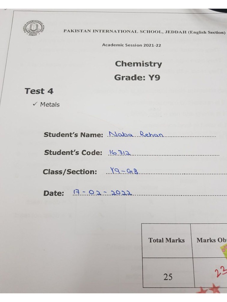Test1-Test4 (Chem) | PDF