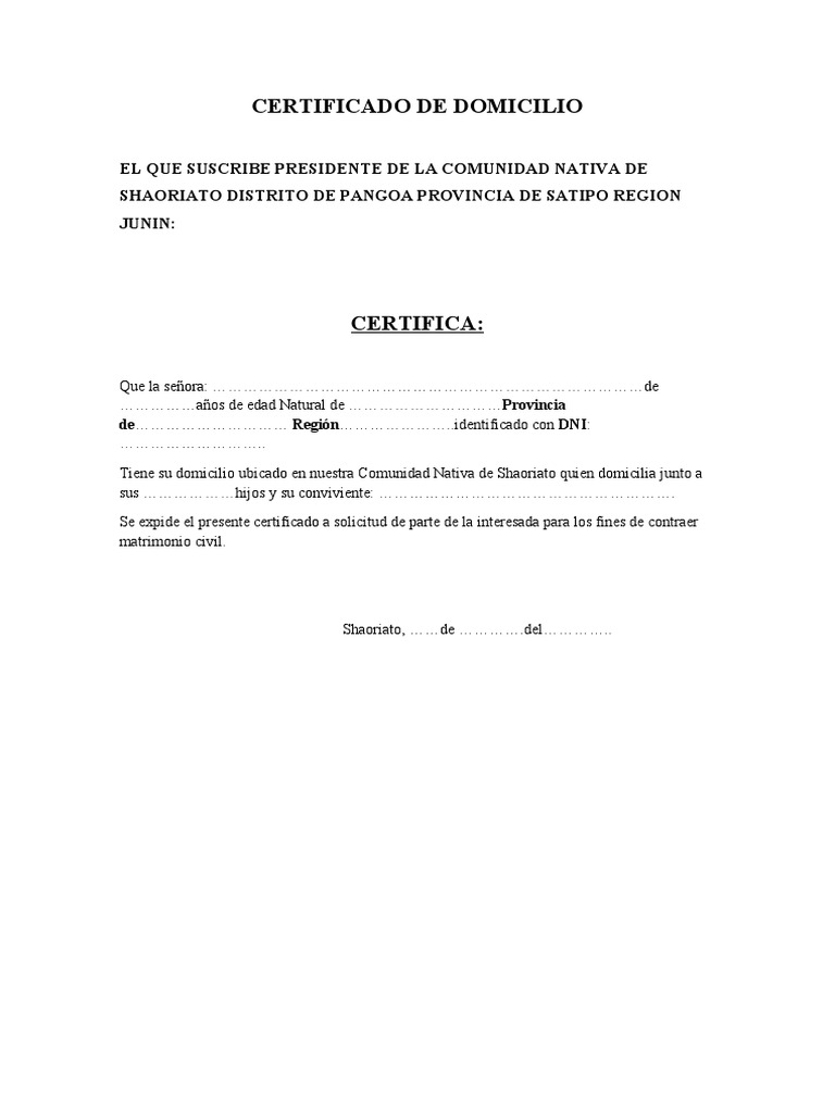 Certificado de Domicilio | PDF
