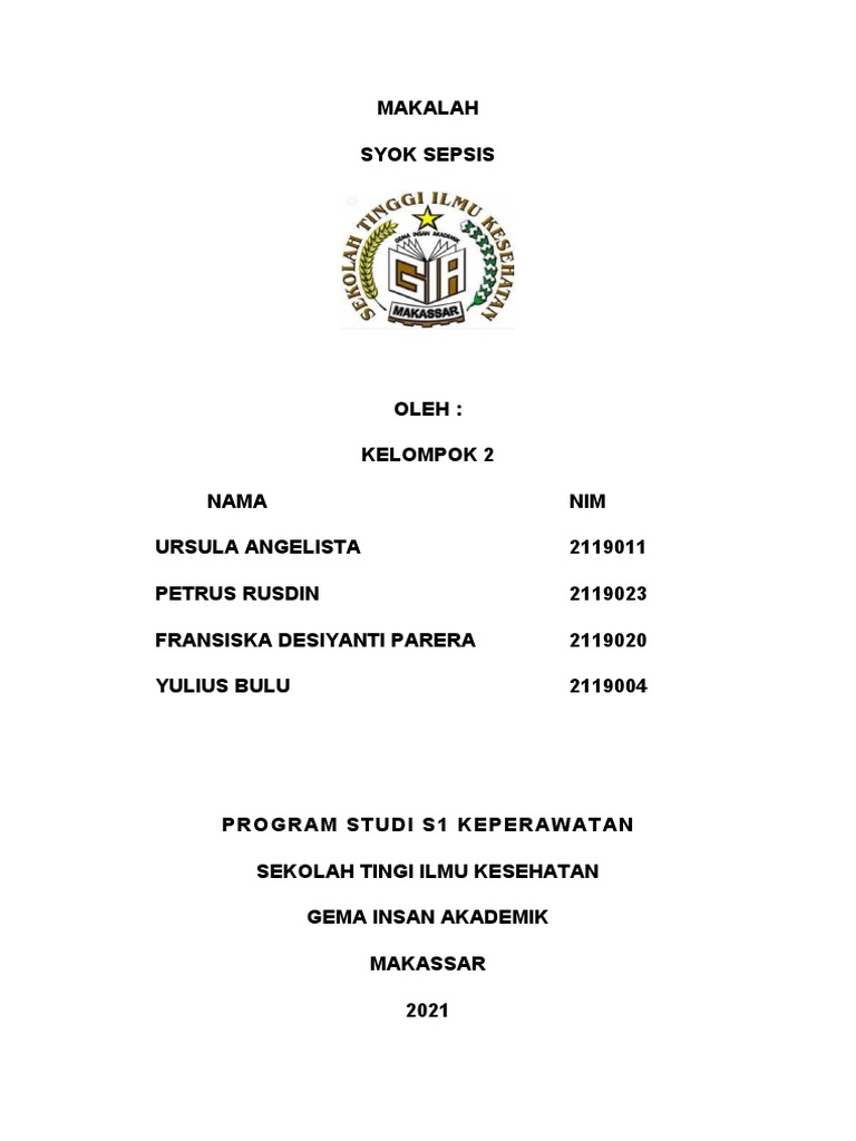 Makalah Syok Sepsis (Kel 2) | PDF