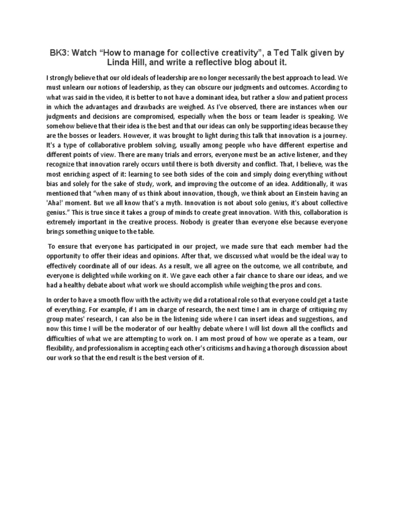 Watch "How To Manage For Collective Creativity", A Ted Talk Given by ...