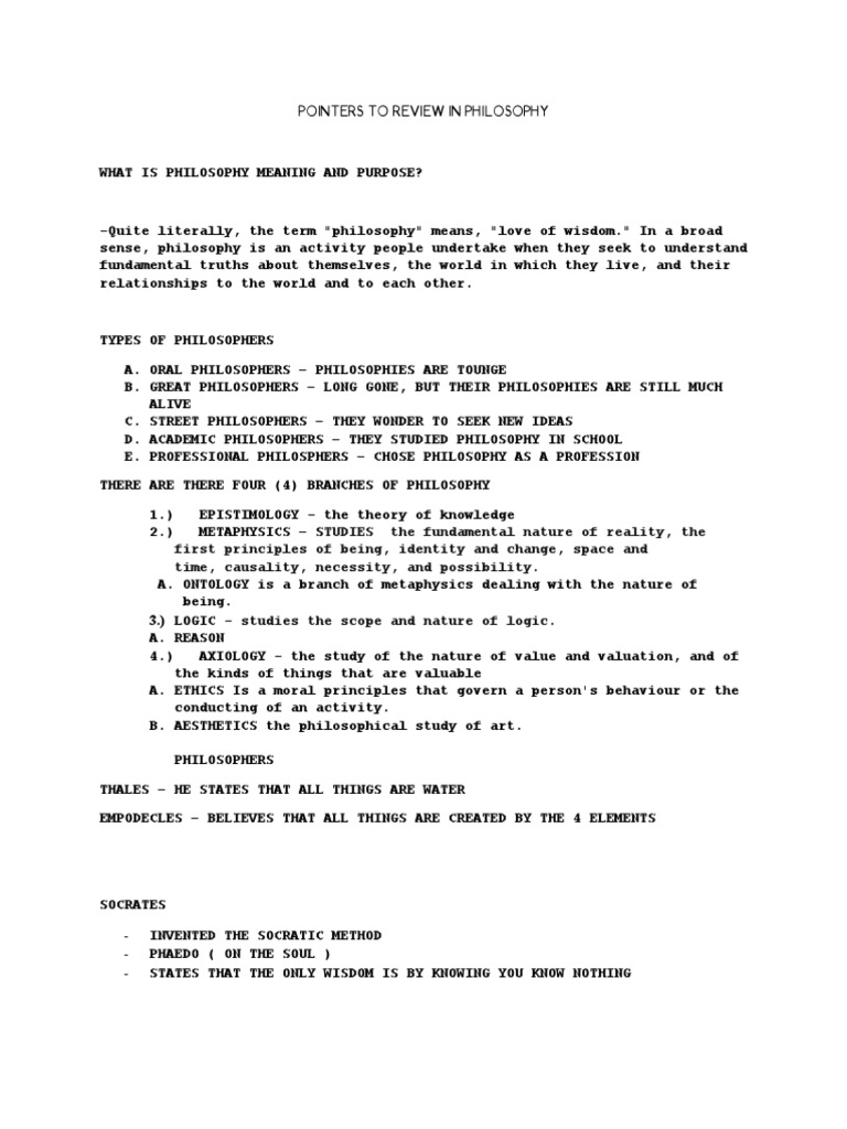 Reviewer in Philo Bernardino | PDF | Metaphysics | Reality