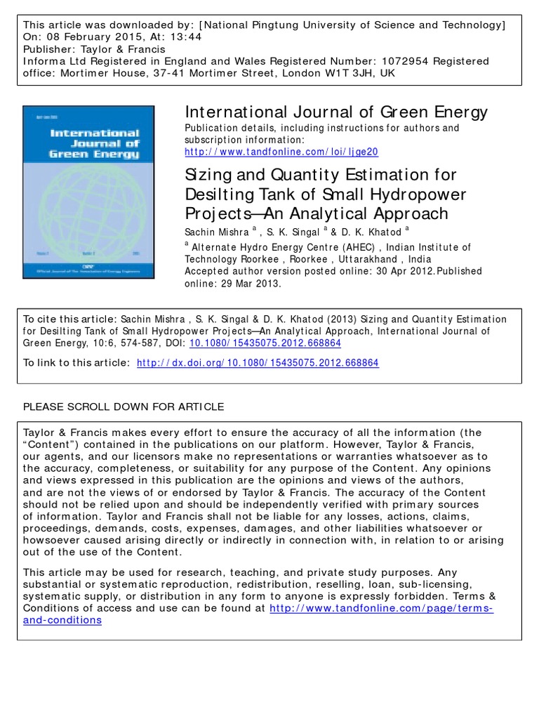 International Journal of Green Energy | PDF | Regression Analysis ...