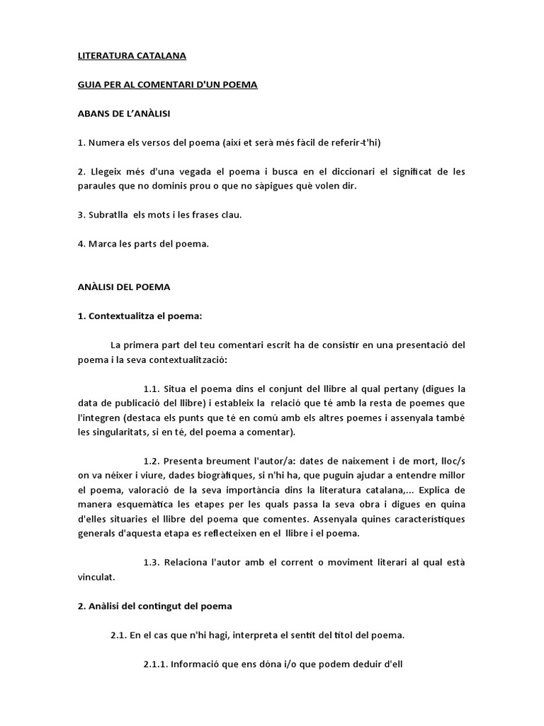 Model Comentari Poesia | PDF