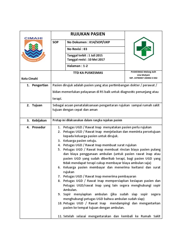 SOP Rujukan Pasien Puskesmas | PDF | Pengembangan Diri | Sains & Matematika