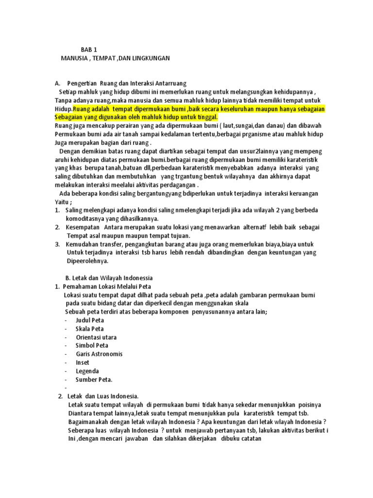 Rangkuman IPS BAB 1 | PDF