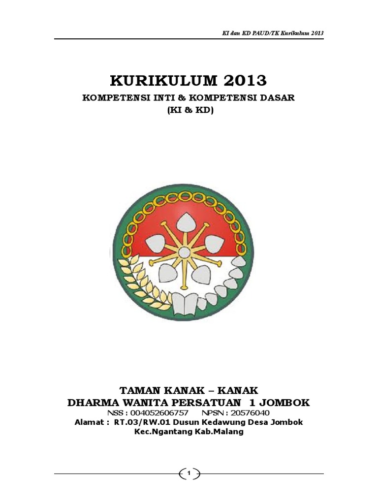 Ki KD TK Paud Kurikulum | PDF | Karier & Perkembangan | Sains & Matematika