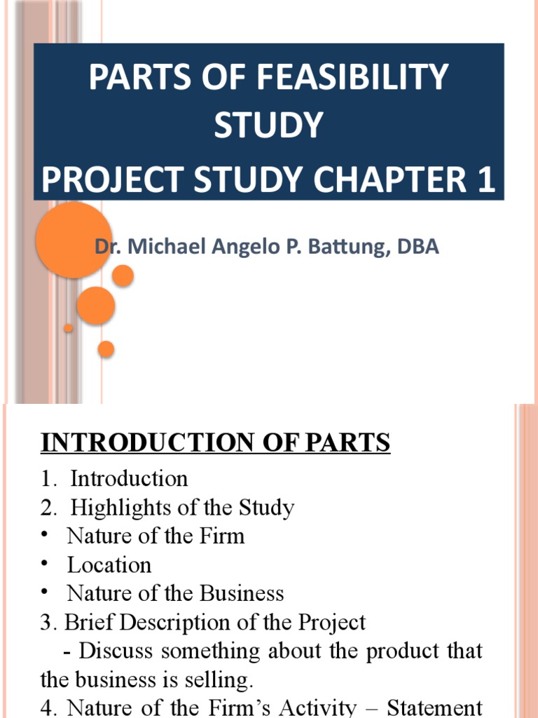Parts of Feasibility Study Introduction Chapter 1 | PDF