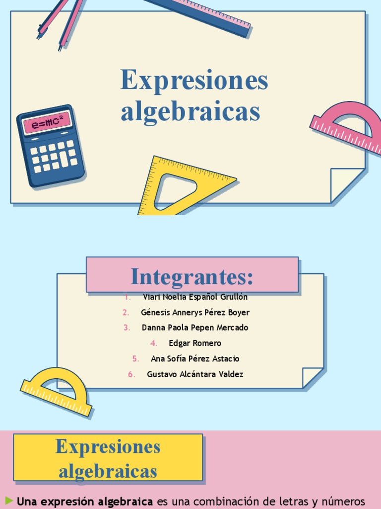 Expresiones Algebraicas. | PDF | División (Matemáticas) | Multiplicación