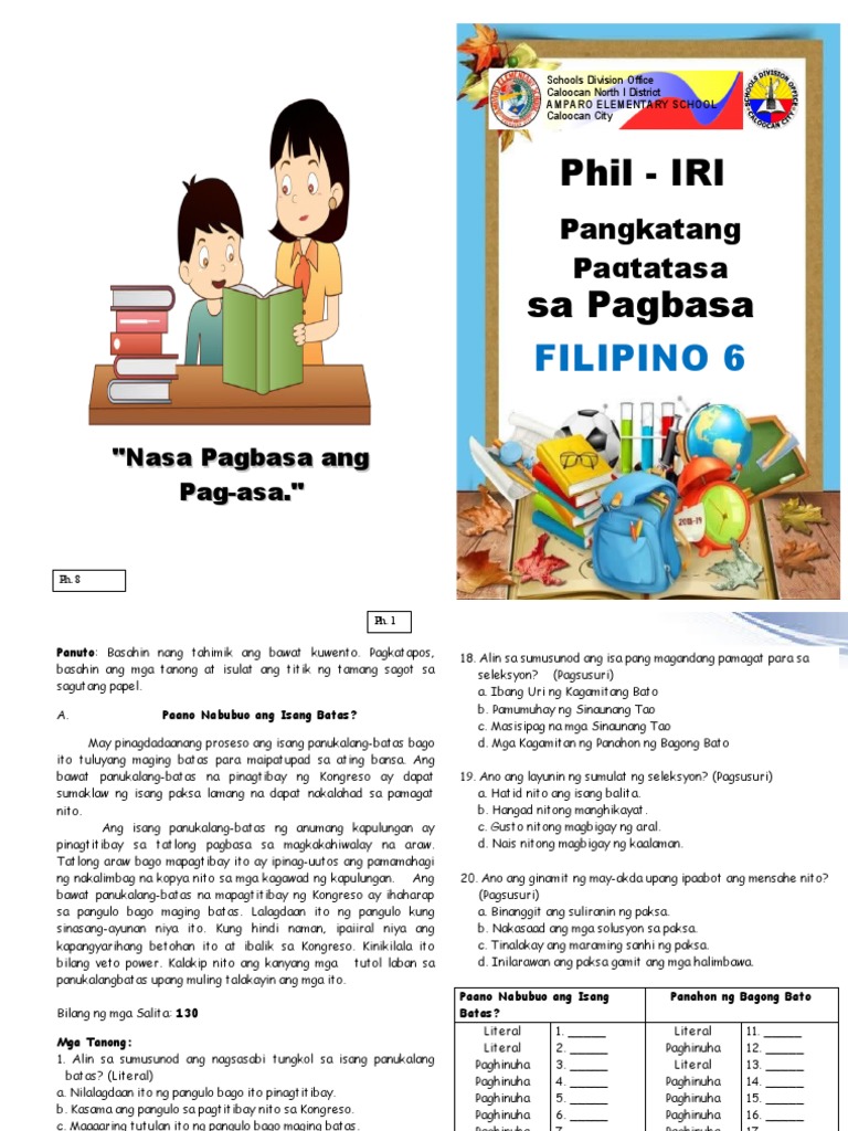 Phil-Iri Booklet | PDF
